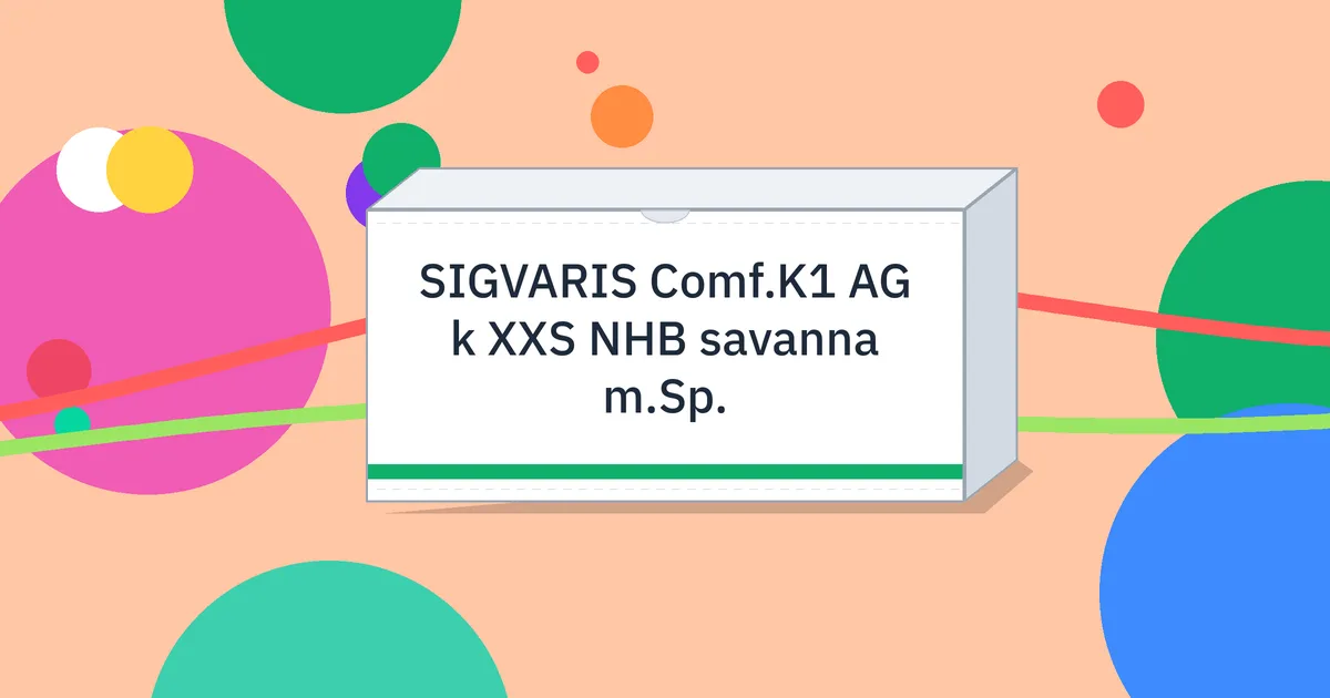 Symbolbild: Packung mit der Aufschrift SIGVARIS Comf.K1 AG k XXS NHB savanna m.Sp. (PZN 17099020) – Verfügbarkeit und Bezug in Apotheken in Frankfurt am Main
