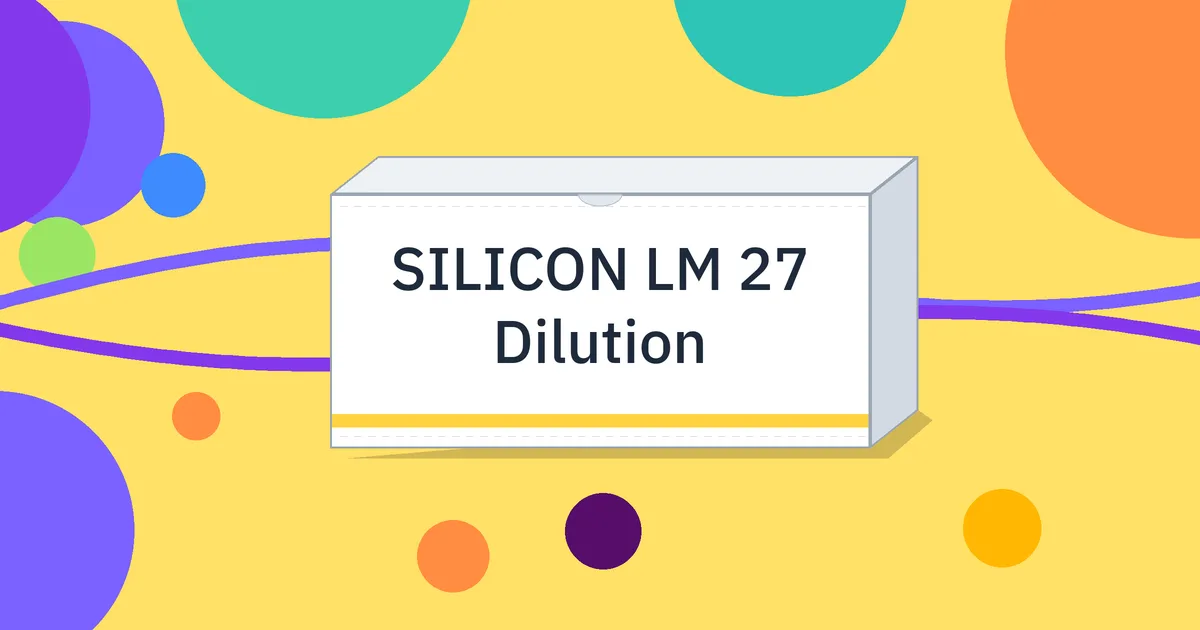 Symbolbild: Packung mit der Aufschrift SILICON LM 27 Dilution (PZN 13678488) – Verfügbarkeit und Bezug in Apotheken in Frankfurt am Main