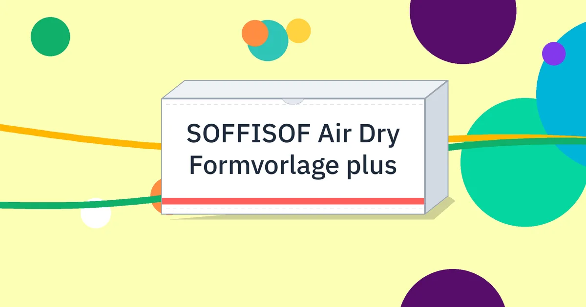Symbolbild: Packung mit der Aufschrift SOFFISOF Air Dry Formvorlage plus (PZN 12565859) – Verfügbarkeit und Bezug in Apotheken in Frankfurt am Main