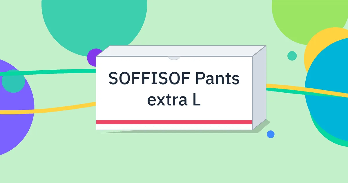 Symbolbild: Packung mit der Aufschrift SOFFISOF Pants extra L (PZN 13879531) – Verfügbarkeit und Bezug in Apotheken in Frankfurt am Main