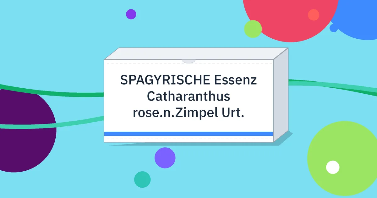 Symbolbild: Packung mit der Aufschrift SPAGYRISCHE Essenz Catharanthus rose.n.Zimpel Urt. (PZN 04482473) – Verfügbarkeit und Bezug in Apotheken in Frankfurt am Main