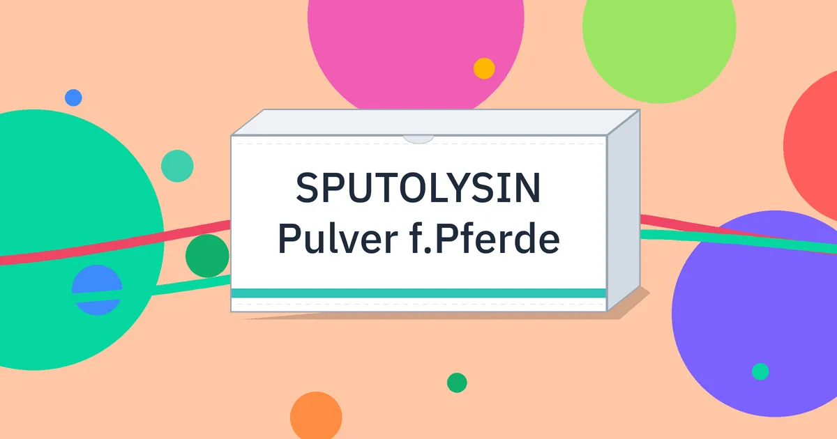 Symbolbild: Packung mit der Aufschrift SPUTOLYSIN Pulver f.Pferde (PZN 00953125) – Verfügbarkeit und Bezug in Apotheken in Frankfurt am Main