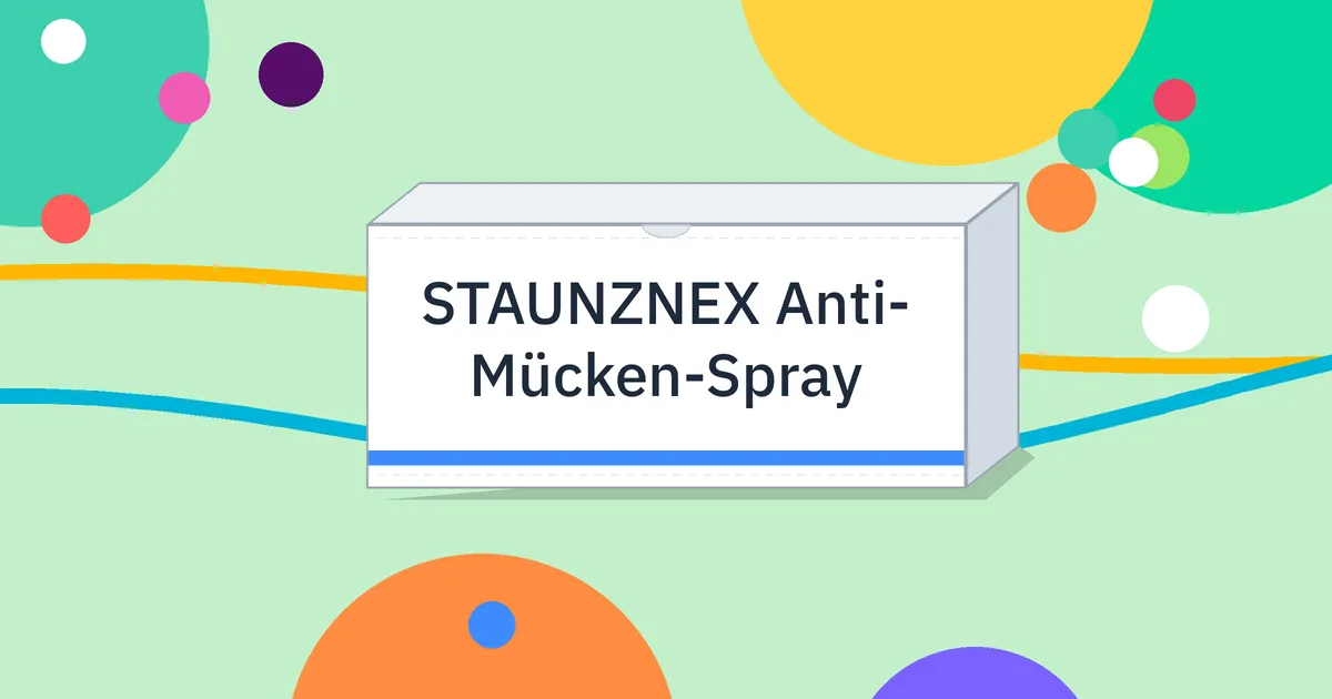 Symbolbild: Packung mit der Aufschrift STAUNZNEX Anti-Mücken-Spray (PZN 19774537) – Verfügbarkeit und Bezug in Apotheken in Frankfurt am Main
