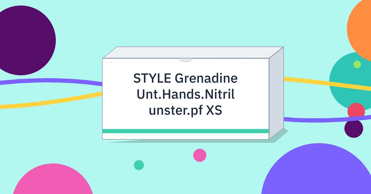 Symbolbild: Packung mit der Aufschrift STYLE Grenadine Unt.Hands.Nitril unster.pf XS (PZN 14819689) – Verfügbarkeit und Bezug in Apotheken in Frankfurt am Main