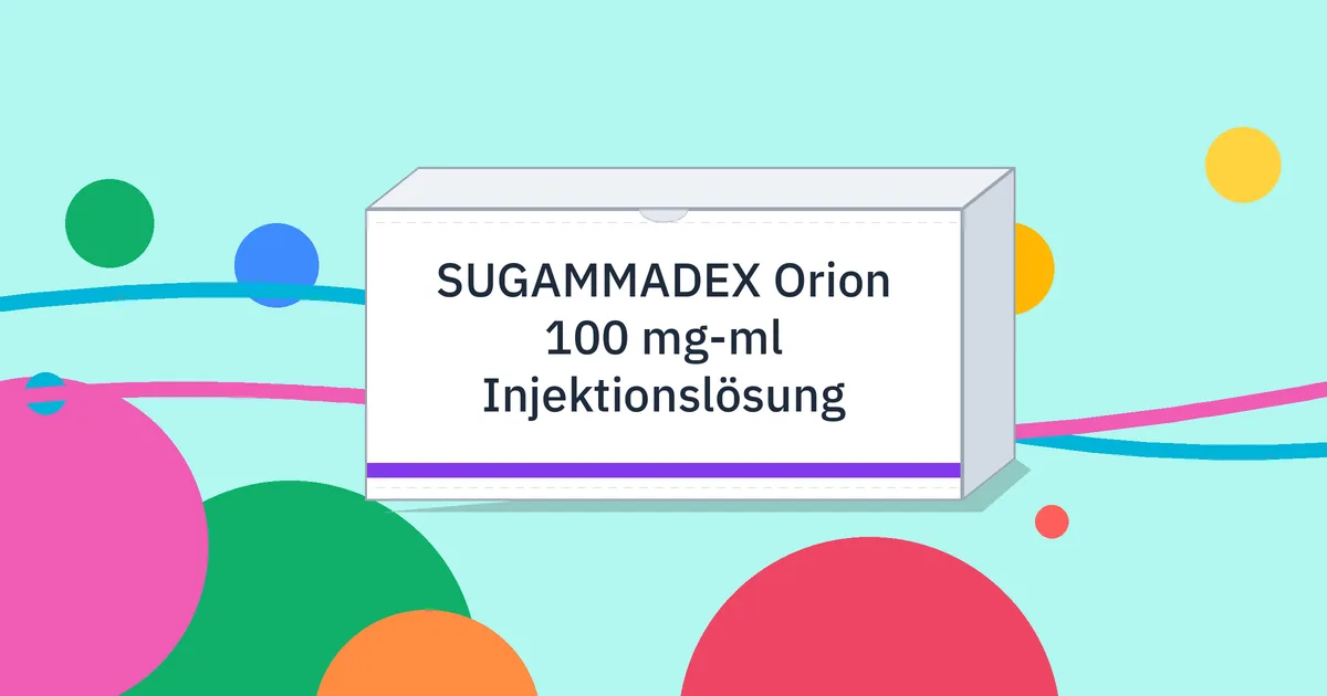 Symbolbild: Packung mit der Aufschrift SUGAMMADEX Orion 100 mg-ml Injektionslösung (PZN 18492914) – Verfügbarkeit und Bezug in Apotheken in Frankfurt am Main