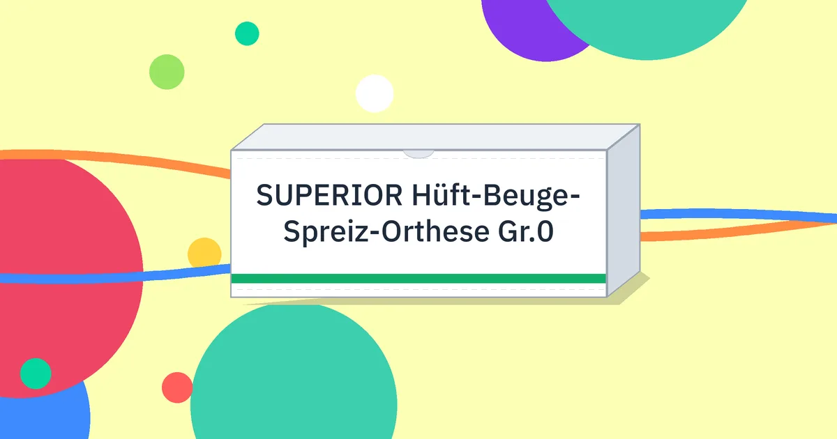 Symbolbild: Packung mit der Aufschrift SUPERIOR Hüft-Beuge-Spreiz-Orthese Gr.0 (PZN 09670630) – Verfügbarkeit und Bezug in Apotheken in Frankfurt am Main