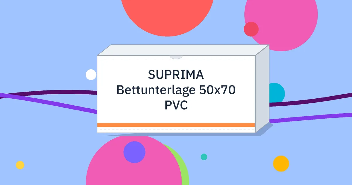 Symbolbild: Packung mit der Aufschrift SUPRIMA Bettunterlage 50x70 PVC (PZN 07672694) – Verfügbarkeit und Bezug in Apotheken in Frankfurt am Main