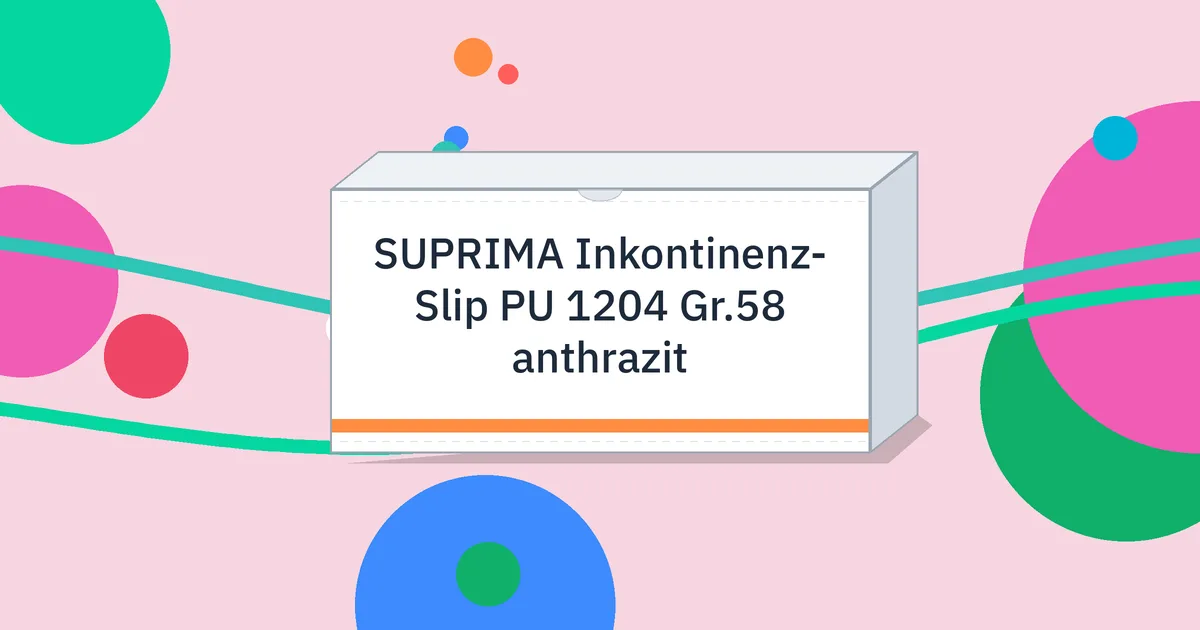 Symbolbild: Packung mit der Aufschrift SUPRIMA Inkontinenz-Slip PU 1204 Gr.58 anthrazit (PZN 10637508) – Verfügbarkeit und Bezug in Apotheken in Frankfurt am Main
