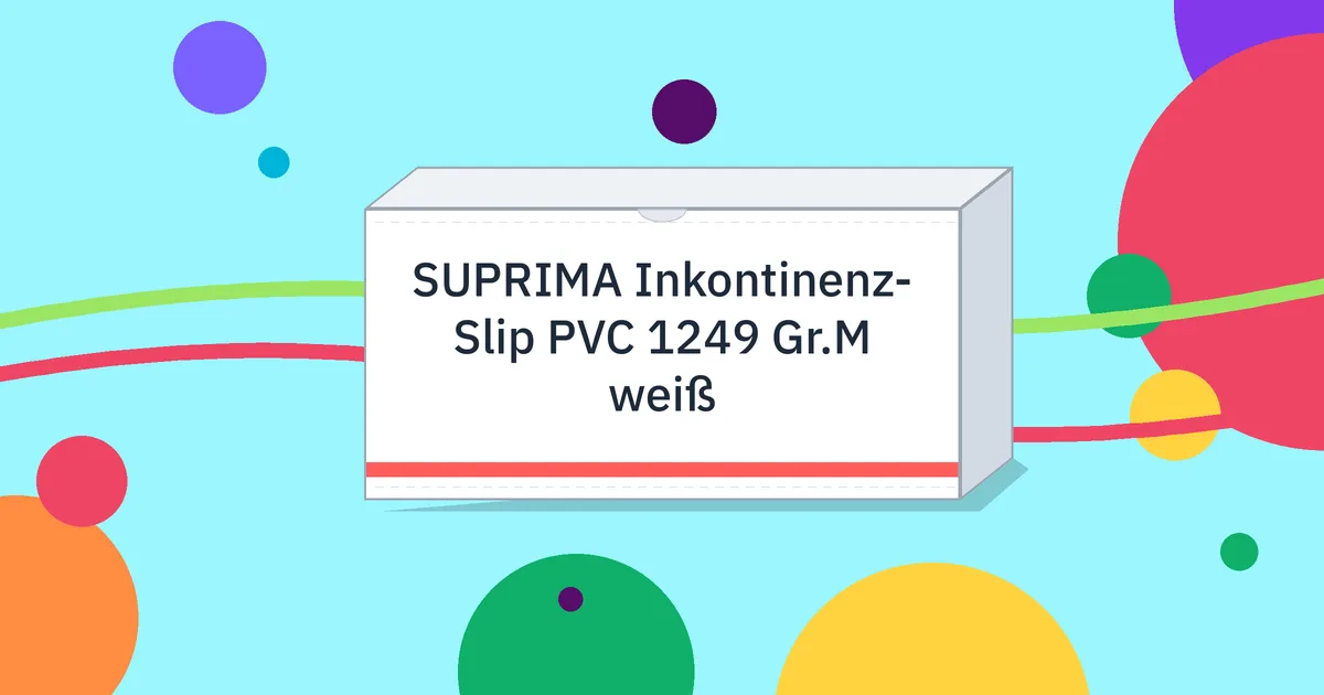 Symbolbild: Packung mit der Aufschrift SUPRIMA Inkontinenz-Slip PVC 1249 Gr.M weiß (PZN 02058908) – Verfügbarkeit und Bezug in Apotheken in Frankfurt am Main