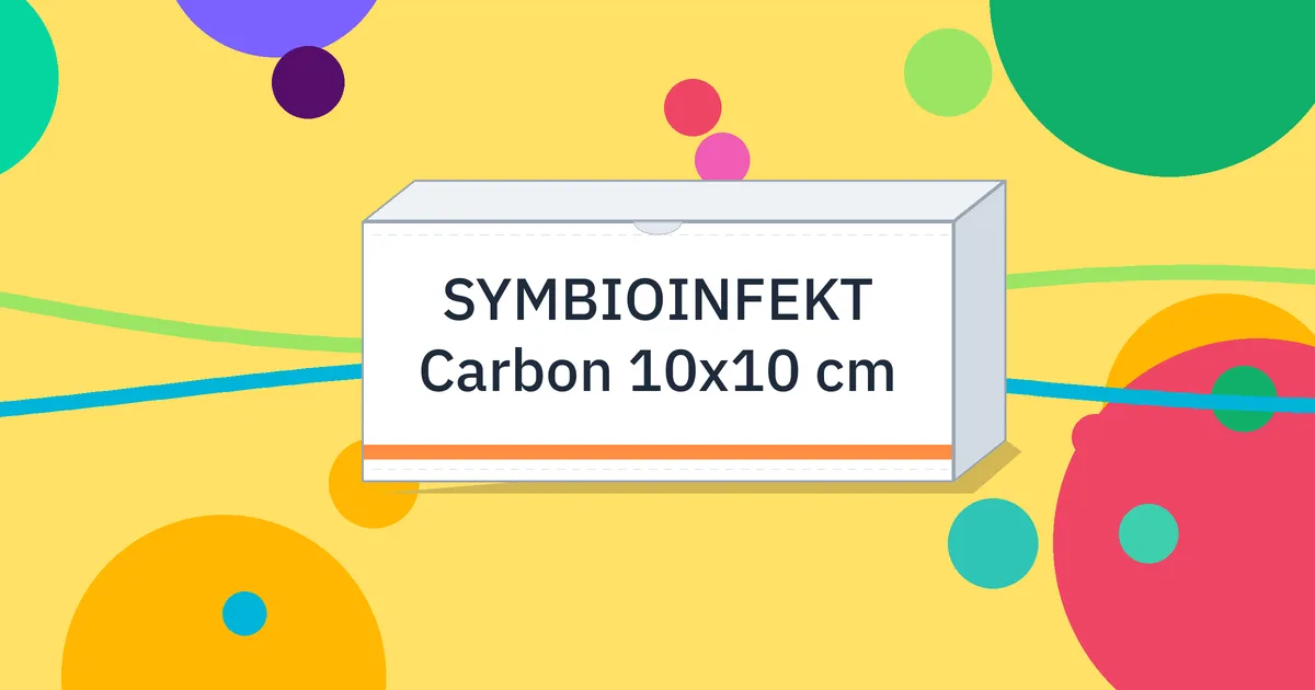 Symbolbild: Packung mit der Aufschrift SYMBIOINFEKT Carbon 10x10 cm (PZN 11850115) – Verfügbarkeit und Bezug in Apotheken in Frankfurt am Main