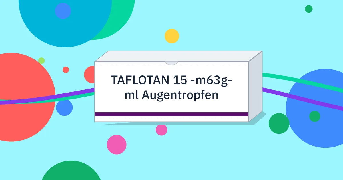 Symbolbild: Packung mit der Aufschrift TAFLOTAN 15 -m63g-ml Augentropfen (PZN 06707060) – Verfügbarkeit und Bezug in Apotheken in Frankfurt am Main
