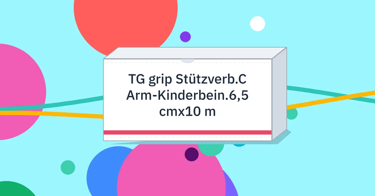 Symbolbild: Packung mit der Aufschrift TG grip Stützverb.C Arm-Kinderbein.6,5 cmx10 m (PZN 12775054) – Verfügbarkeit und Bezug in Apotheken in Frankfurt am Main
