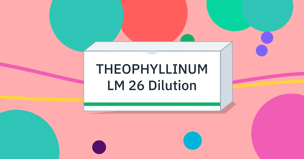 Symbolbild: Packung mit der Aufschrift THEOPHYLLINUM LM 26 Dilution (PZN 13220401) – Verfügbarkeit und Bezug in Apotheken in Frankfurt am Main
