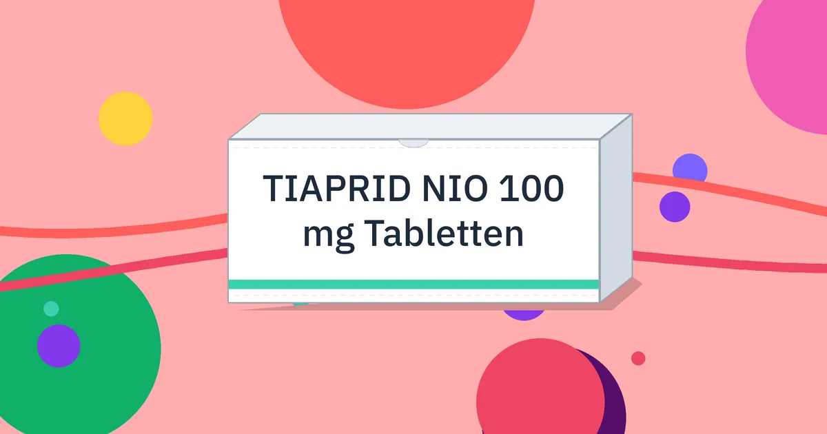 Symbolbild: Packung mit der Aufschrift TIAPRID NIO 100 mg Tabletten (PZN 19729608) – Verfügbarkeit und Bezug in Apotheken in Frankfurt am Main