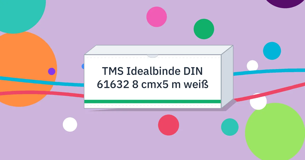 Symbolbild: Packung mit der Aufschrift TMS Idealbinde DIN 61632 8 cmx5 m weiß (PZN 18317051) – Verfügbarkeit und Bezug in Apotheken in Frankfurt am Main