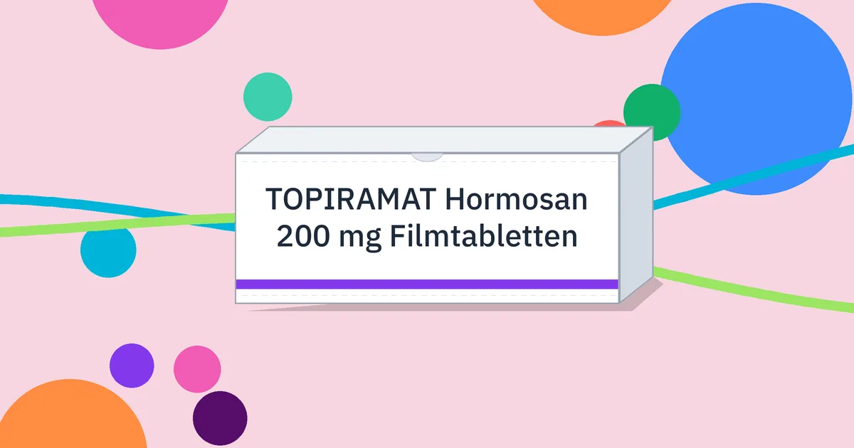 Symbolbild: Packung mit der Aufschrift TOPIRAMAT Hormosan 200 mg Filmtabletten (PZN 05395747) – Verfügbarkeit und Bezug in Apotheken in Frankfurt am Main