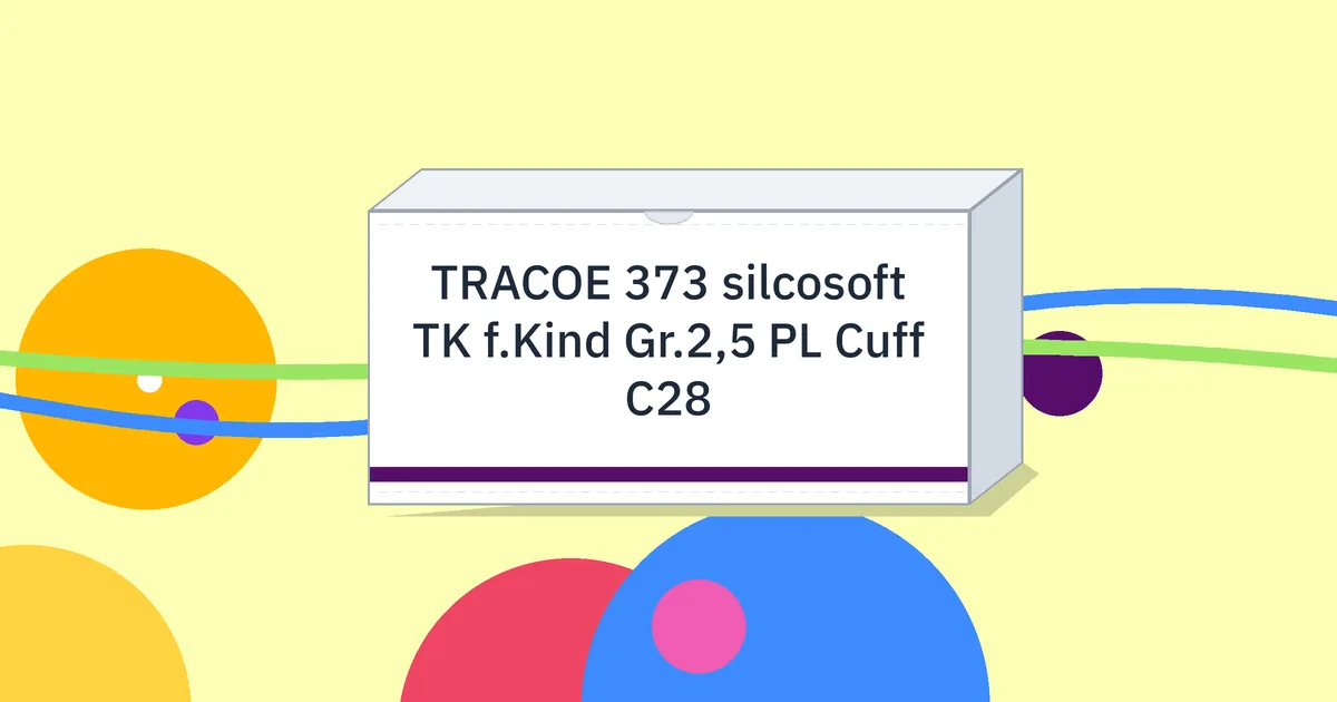 Symbolbild: Packung mit der Aufschrift TRACOE 373 silcosoft TK f.Kind Gr.2,5 PL Cuff C28 (PZN 14316735) – Verfügbarkeit und Bezug in Apotheken in Frankfurt am Main