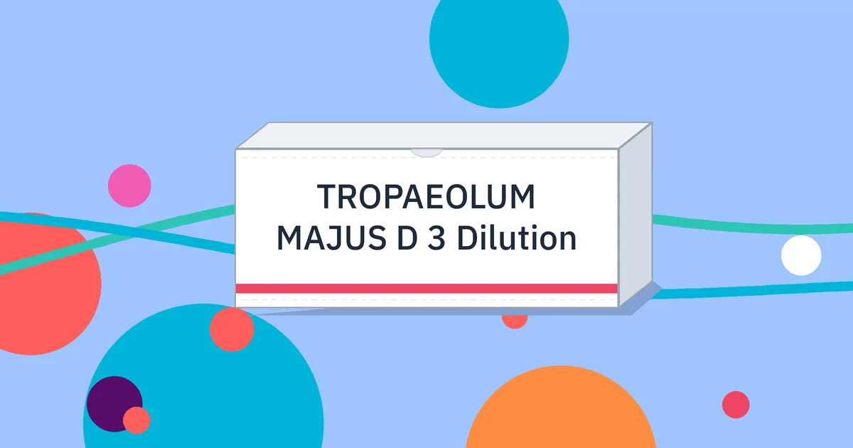 Symbolbild: Packung mit der Aufschrift TROPAEOLUM MAJUS D 3 Dilution (PZN 07182553) – Verfügbarkeit und Bezug in Apotheken in Frankfurt am Main