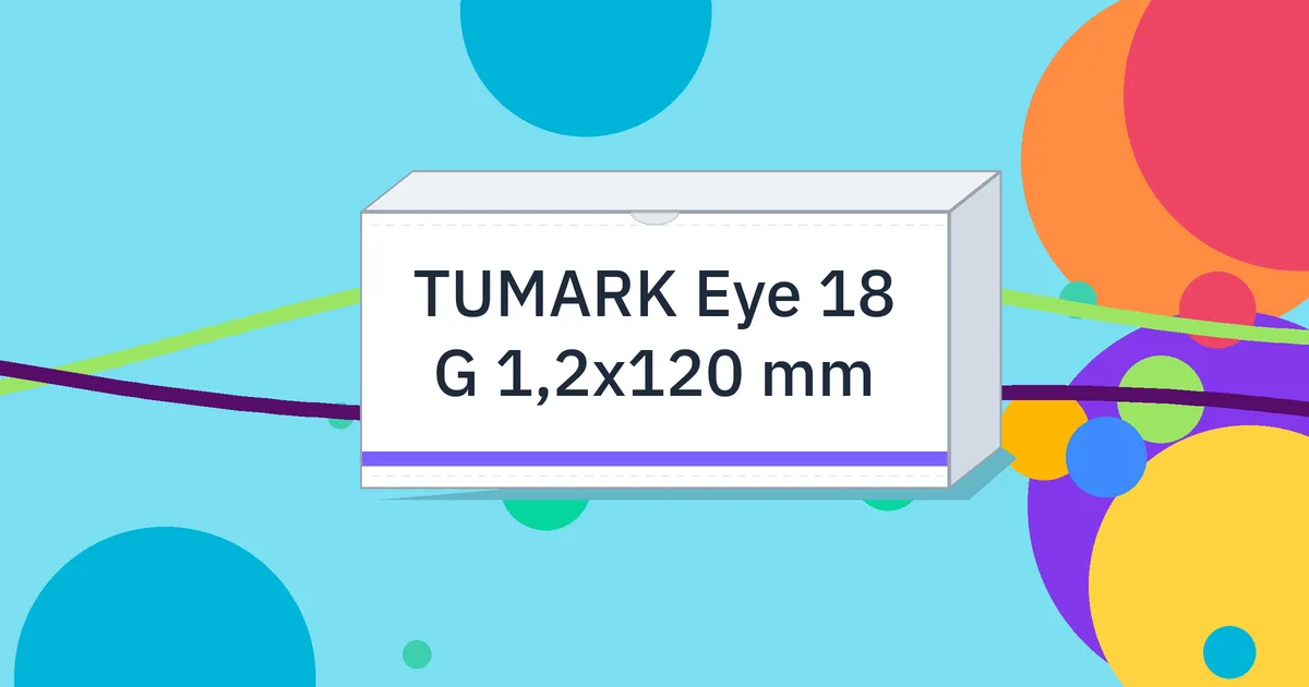 Symbolbild: Packung mit der Aufschrift TUMARK Eye 18 G 1,2x120 mm (PZN 20085932) – Verfügbarkeit und Bezug in Apotheken in Frankfurt am Main