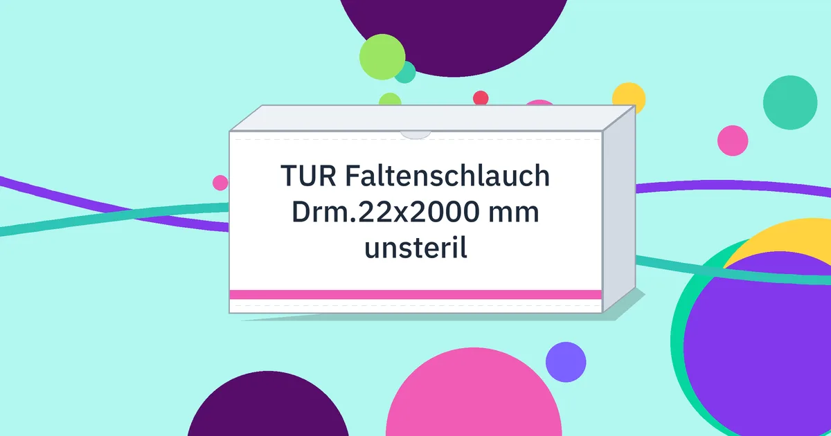 Symbolbild: Packung mit der Aufschrift TUR Faltenschlauch Drm.22x2000 mm unsteril (PZN 07601174) – Verfügbarkeit und Bezug in Apotheken in Frankfurt am Main