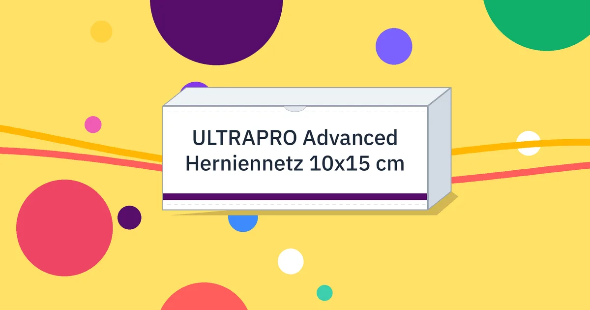 Symbolbild: Packung mit der Aufschrift ULTRAPRO Advanced Herniennetz 10x15 cm (PZN 18330790) – Verfügbarkeit und Bezug in Apotheken in Frankfurt am Main