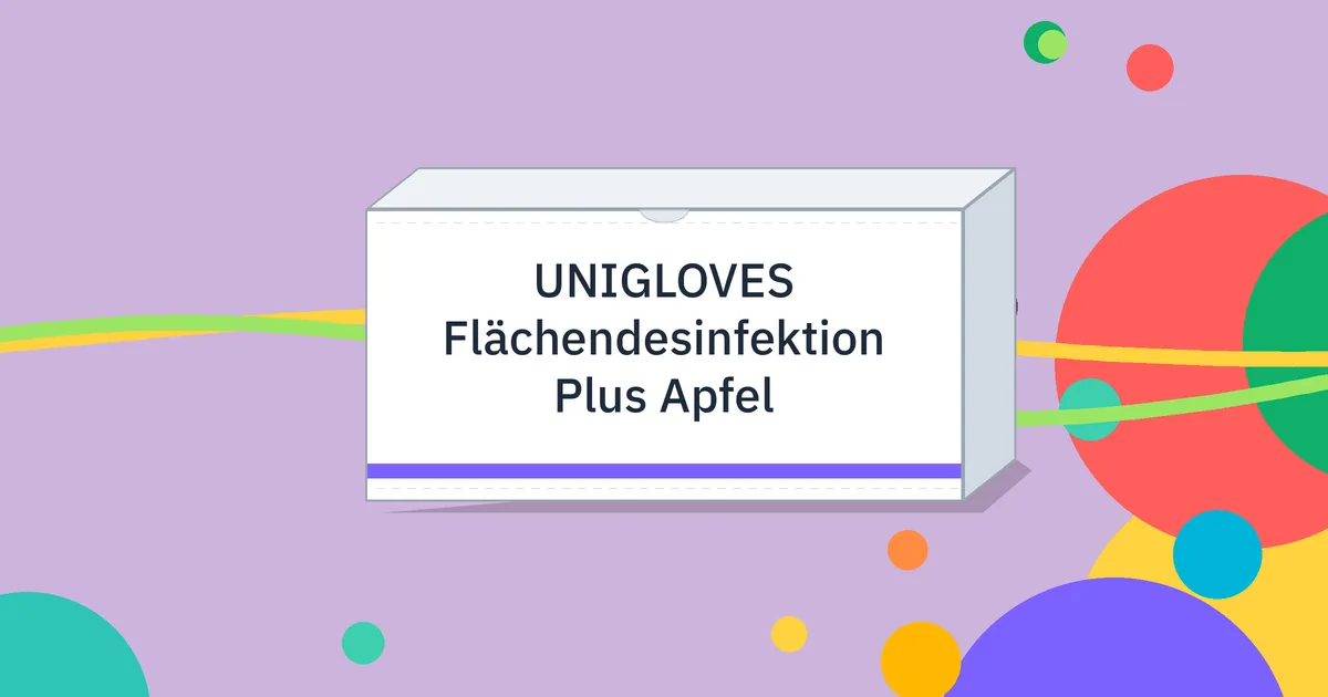 Symbolbild: Packung mit der Aufschrift UNIGLOVES Flächendesinfektion Plus Apfel (PZN 19533615) – Verfügbarkeit und Bezug in Apotheken in Frankfurt am Main