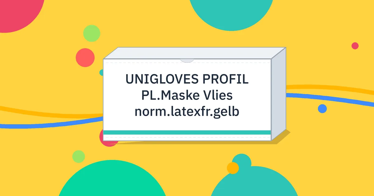 Symbolbild: Packung mit der Aufschrift UNIGLOVES PROFIL PL.Maske Vlies norm.latexfr.gelb (PZN 18176900) – Verfügbarkeit und Bezug in Apotheken in Frankfurt am Main