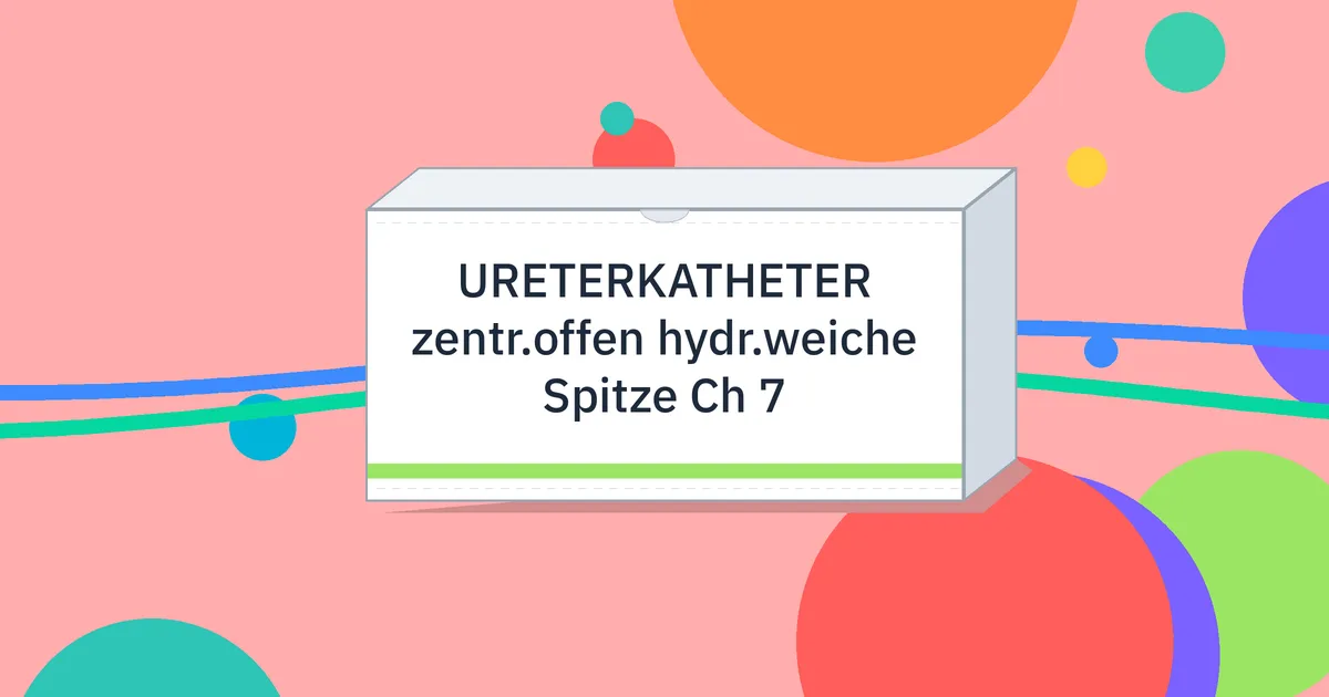 Symbolbild: Packung mit der Aufschrift URETERKATHETER zentr.offen hydr.weiche Spitze Ch 7 (PZN 17541349) – Verfügbarkeit und Bezug in Apotheken in Frankfurt am Main