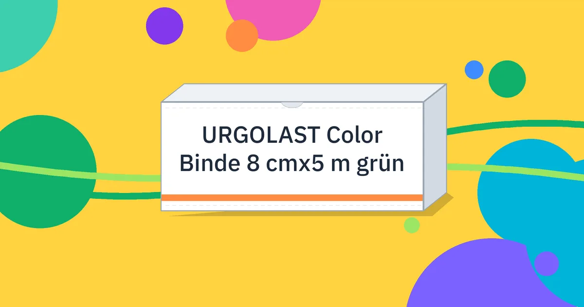 Symbolbild: Packung mit der Aufschrift URGOLAST Color Binde 8 cmx5 m grün (PZN 00708101) – Verfügbarkeit und Bezug in Apotheken in Frankfurt am Main