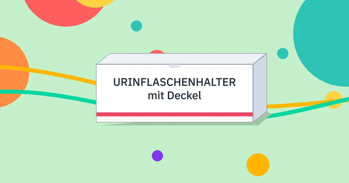 Symbolbild: Packung mit der Aufschrift URINFLASCHENHALTER mit Deckel (PZN 03168898) – Verfügbarkeit und Bezug in Apotheken in Frankfurt am Main