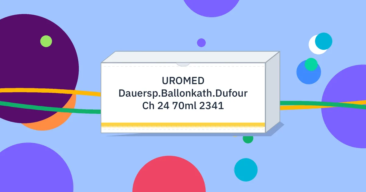 Symbolbild: Packung mit der Aufschrift UROMED Dauersp.Ballonkath.Dufour Ch 24 70ml 2341 (PZN 04673256) – Verfügbarkeit und Bezug in Apotheken in Frankfurt am Main