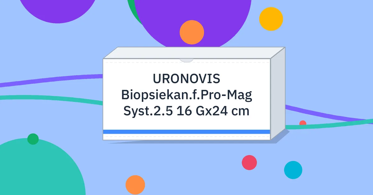 Symbolbild: Packung mit der Aufschrift URONOVIS Biopsiekan.f.Pro-Mag Syst.2.5 16 Gx24 cm (PZN 00813967) – Verfügbarkeit und Bezug in Apotheken in Frankfurt am Main