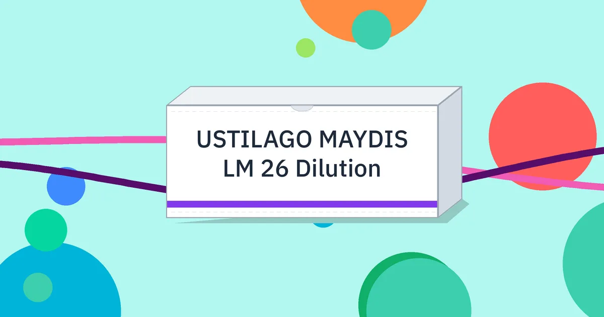 Symbolbild: Packung mit der Aufschrift USTILAGO MAYDIS LM 26 Dilution (PZN 13258272) – Verfügbarkeit und Bezug in Apotheken in Frankfurt am Main