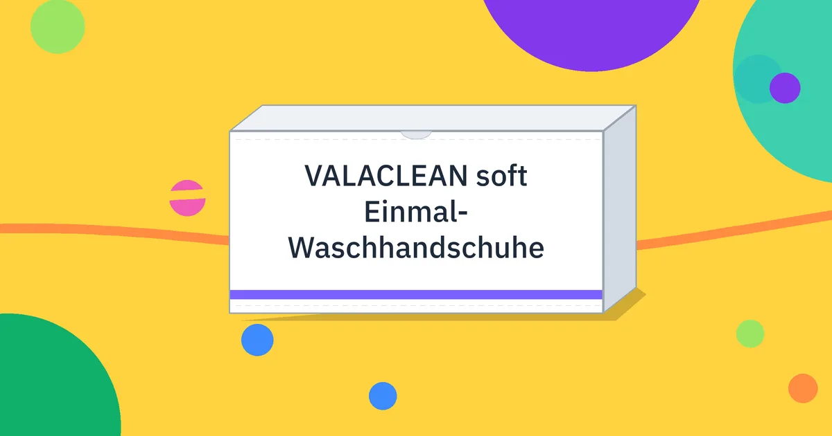 Symbolbild: Packung mit der Aufschrift VALACLEAN soft Einmal-Waschhandschuhe (PZN 20322970) – Verfügbarkeit und Bezug in Apotheken in Frankfurt am Main