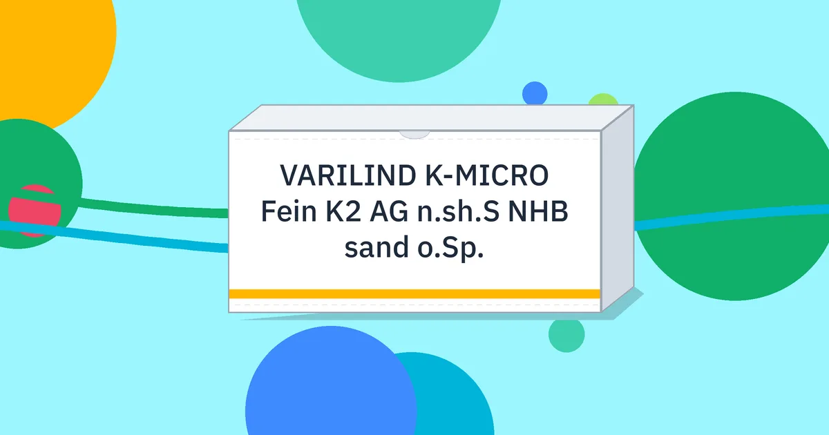 Symbolbild: Packung mit der Aufschrift VARILIND K-MICRO Fein K2 AG n.sh.S NHB sand o.Sp. (PZN 20555929) – Verfügbarkeit und Bezug in Apotheken in Frankfurt am Main