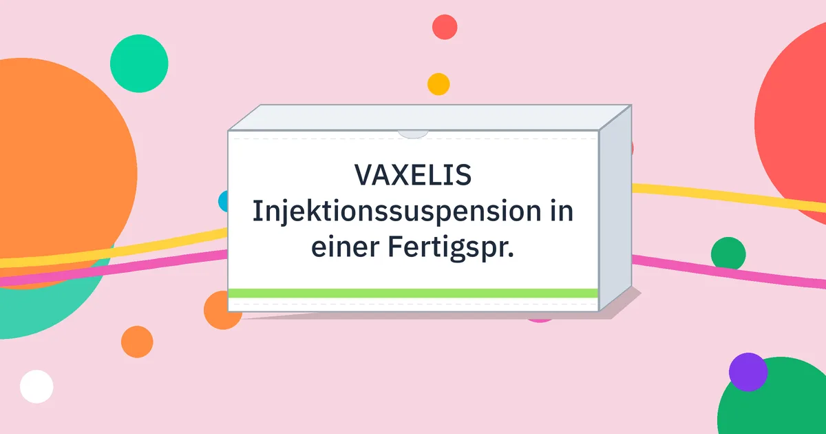 Symbolbild: Packung mit der Aufschrift VAXELIS Injektionssuspension in einer Fertigspr. (PZN 15583361) – Verfügbarkeit und Bezug in Apotheken in Frankfurt am Main