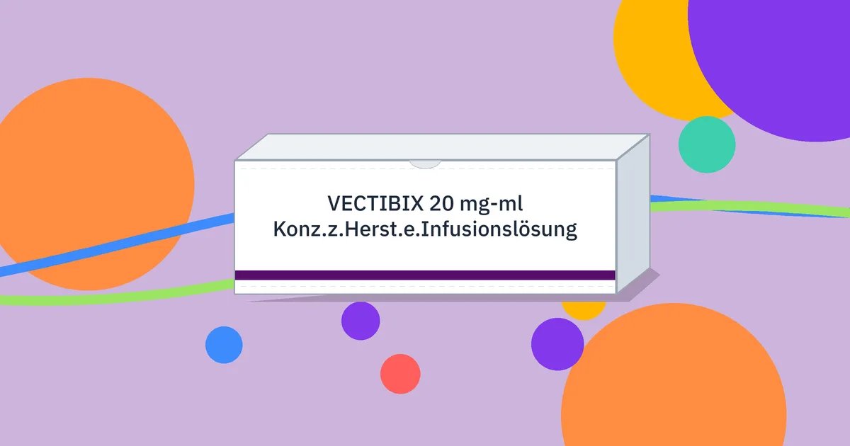 Symbolbild: Packung mit der Aufschrift VECTIBIX 20 mg-ml Konz.z.Herst.e.Infusionslösung (PZN 16897179) – Verfügbarkeit und Bezug in Apotheken in Frankfurt am Main