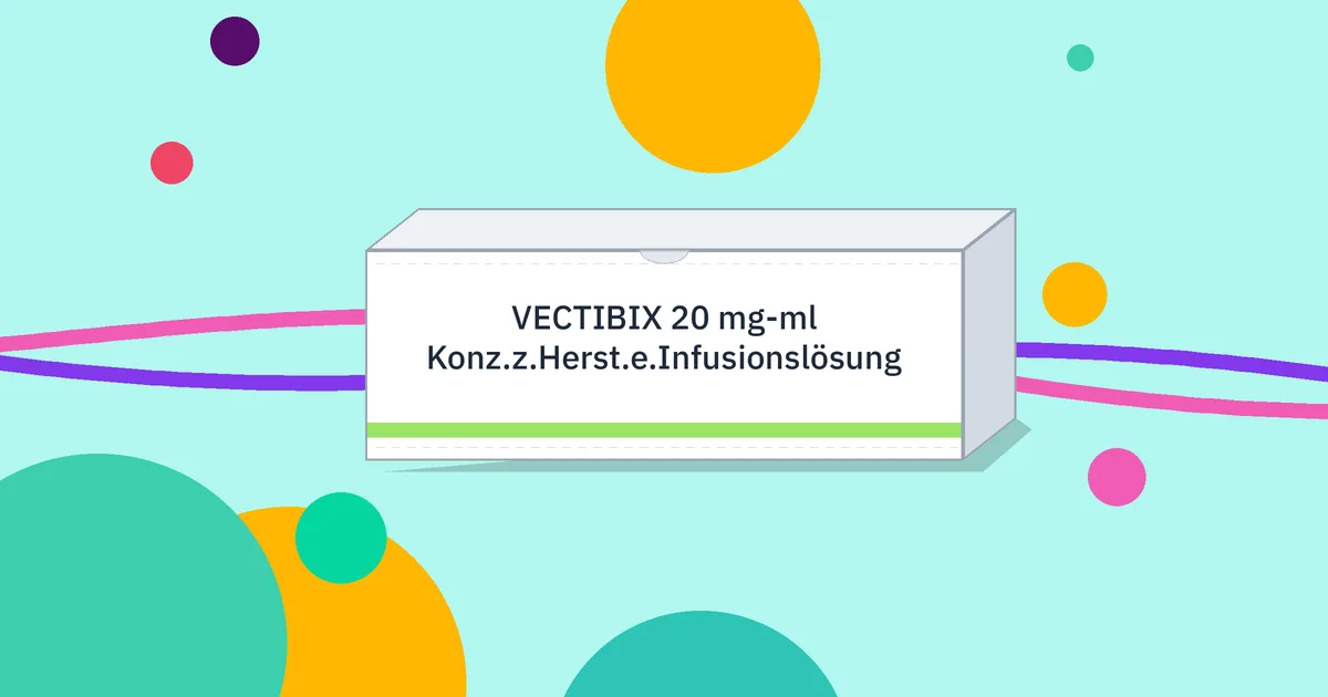 Symbolbild: Packung mit der Aufschrift VECTIBIX 20 mg-ml Konz.z.Herst.e.Infusionslösung (PZN 19973538) – Verfügbarkeit und Bezug in Apotheken in Frankfurt am Main