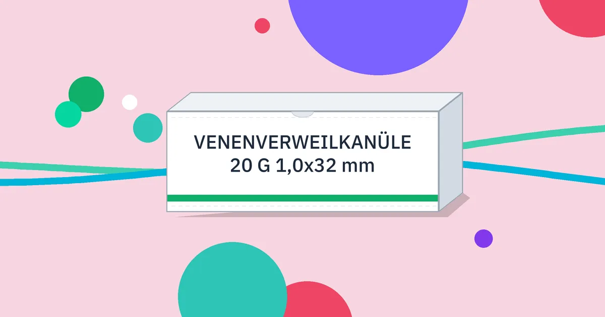 Symbolbild: Packung mit der Aufschrift VENENVERWEILKANÜLE 20 G 1,0x32 mm (PZN 03905262) – Verfügbarkeit und Bezug in Apotheken in Frankfurt am Main