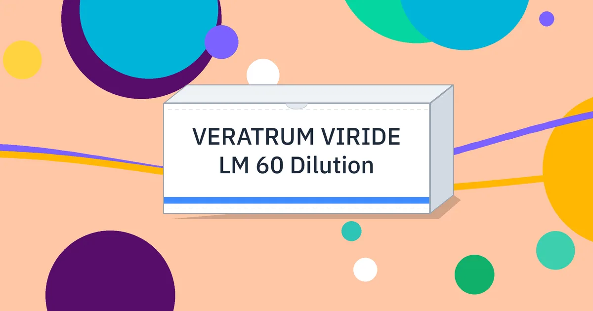 Symbolbild: Packung mit der Aufschrift VERATRUM VIRIDE LM 60 Dilution (PZN 13265728) – Verfügbarkeit und Bezug in Apotheken in Frankfurt am Main