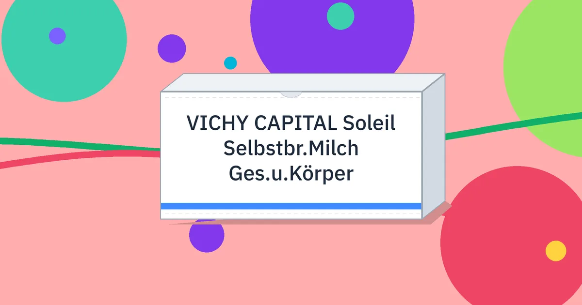 Symbolbild: Packung mit der Aufschrift VICHY CAPITAL Soleil Selbstbr.Milch Ges.u.Körper (PZN 05589233) – Verfügbarkeit und Bezug in Apotheken in Frankfurt am Main