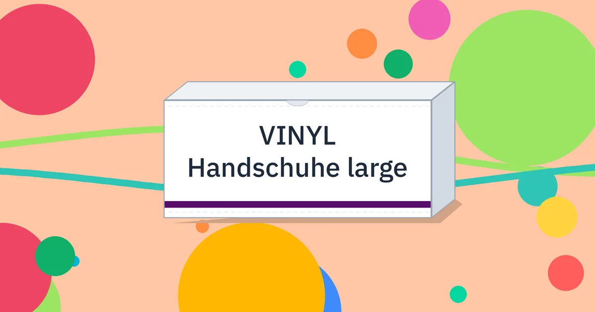 Symbolbild: Packung mit der Aufschrift VINYL Handschuhe large (PZN 01412963) – Verfügbarkeit und Bezug in Apotheken in Frankfurt am Main