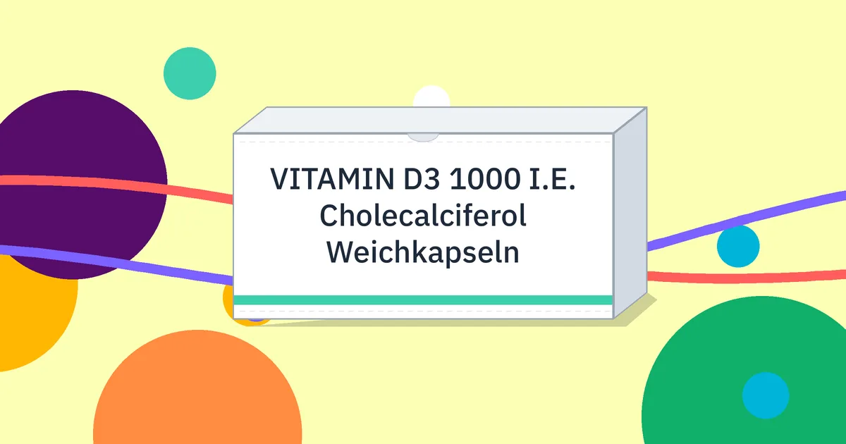Symbolbild: Packung mit der Aufschrift VITAMIN D3 1000 I.E. Cholecalciferol Weichkapseln (PZN 17966422) – Verfügbarkeit und Bezug in Apotheken in Frankfurt am Main