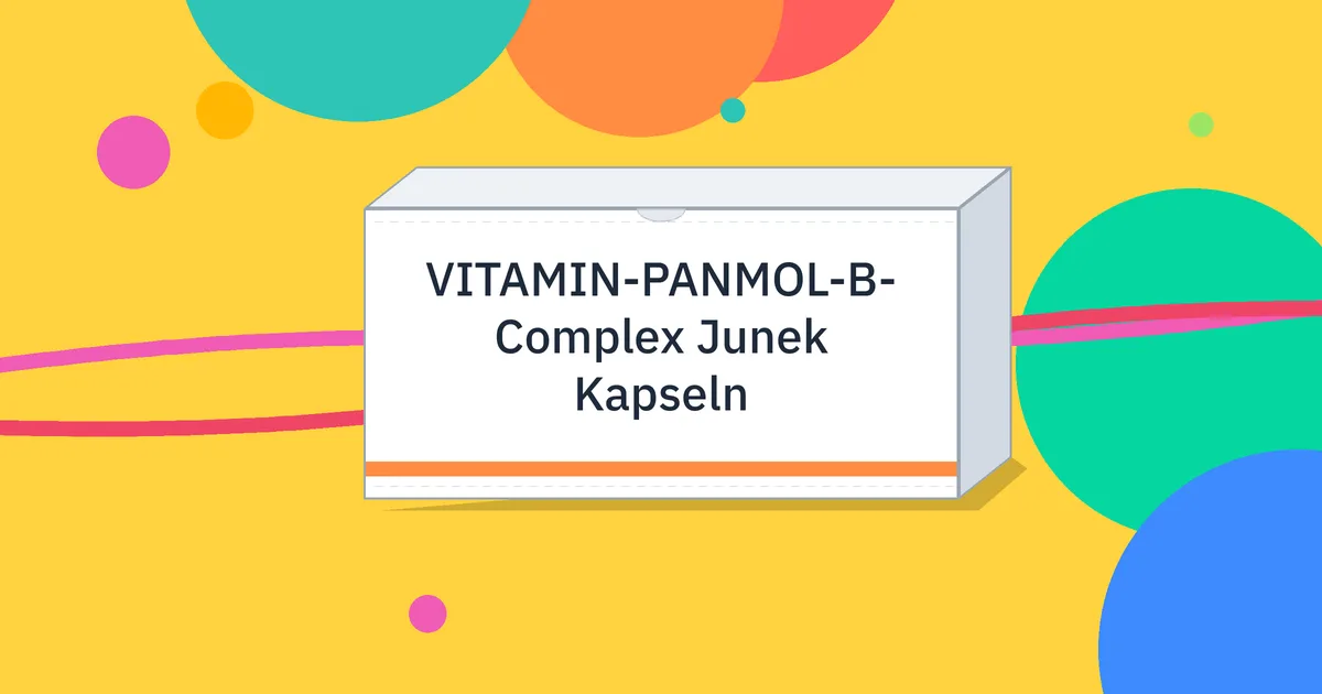 Symbolbild: Packung mit der Aufschrift VITAMIN-PANMOL-B-Complex Junek Kapseln (PZN 01008044) – Verfügbarkeit und Bezug in Apotheken in Frankfurt am Main