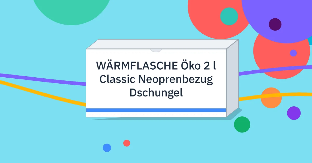 Symbolbild: Packung mit der Aufschrift WÄRMFLASCHE Öko 2 l Classic Neoprenbezug Dschungel (PZN 17579607) – Verfügbarkeit und Bezug in Apotheken in Frankfurt am Main
