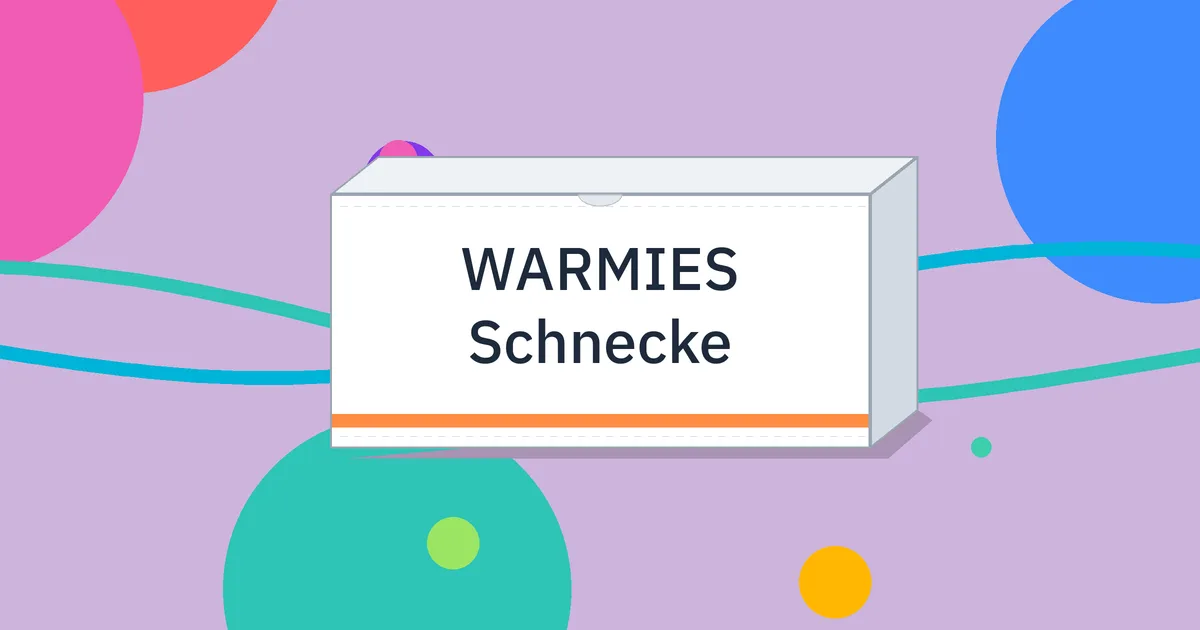 Symbolbild: Packung mit der Aufschrift WARMIES Schnecke (PZN 19834104) – Verfügbarkeit und Bezug in Apotheken in Frankfurt am Main
