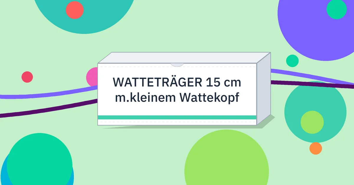 Symbolbild: Packung mit der Aufschrift WATTETRÄGER 15 cm m.kleinem Wattekopf (PZN 04768761) – Verfügbarkeit und Bezug in Apotheken in Frankfurt am Main