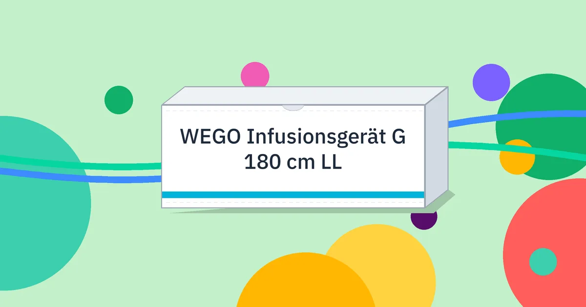 Symbolbild: Packung mit der Aufschrift WEGO Infusionsgerät G 180 cm LL (PZN 18860074) – Verfügbarkeit und Bezug in Apotheken in Frankfurt am Main
