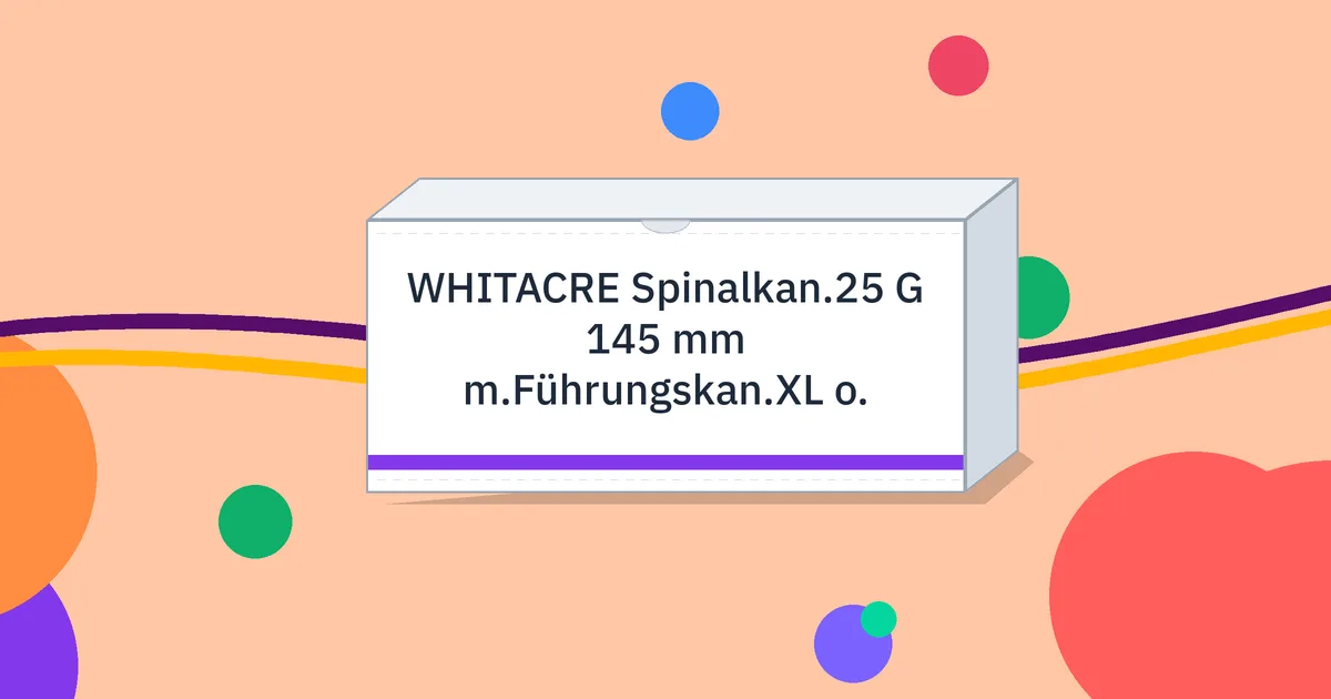 Symbolbild: Packung mit der Aufschrift WHITACRE Spinalkan.25 G 145 mm m.Führungskan.XL o. (PZN 10174729) – Verfügbarkeit und Bezug in Apotheken in Frankfurt am Main