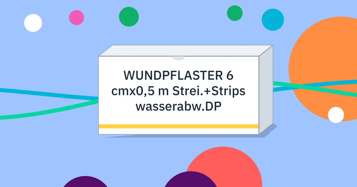 Symbolbild: Packung mit der Aufschrift WUNDPFLASTER 6 cmx0,5 m Strei.+Strips wasserabw.DP (PZN 11025718) – Verfügbarkeit und Bezug in Apotheken in Frankfurt am Main